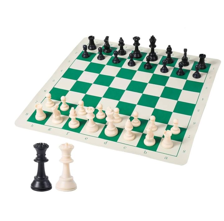 19" X 19" Fide Chess Vinyl Foldable Chess Mat With Solid Plastic Pieces ...