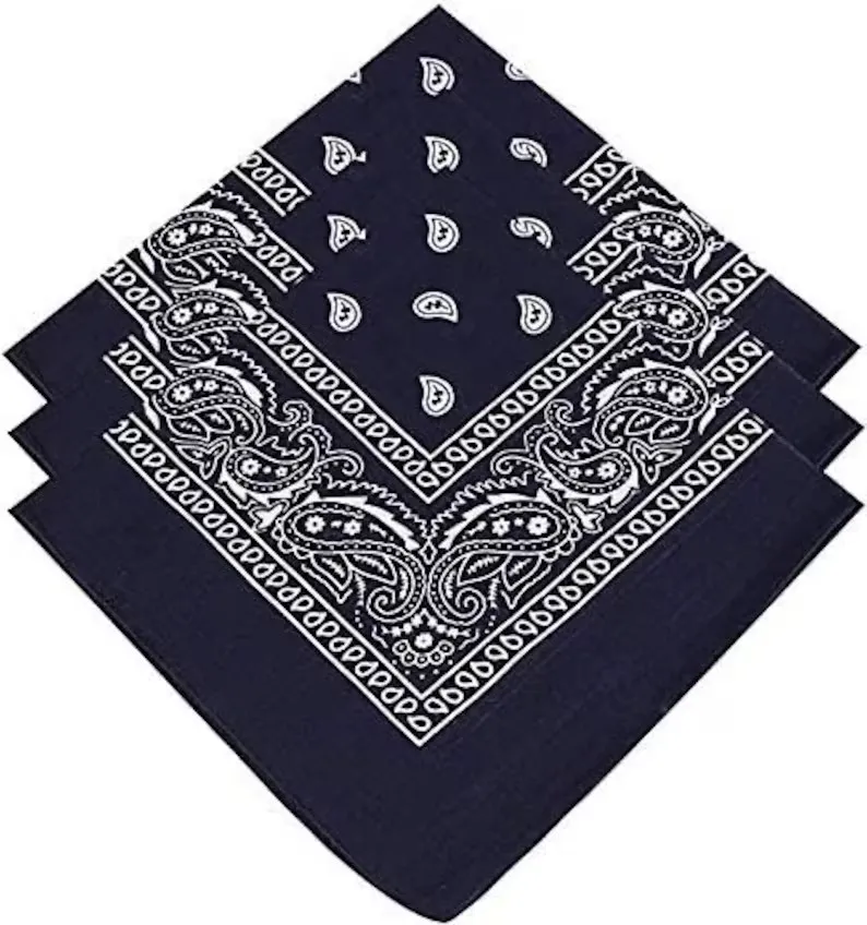 100% Cotton pack of 3 Paisley Bandana Face Cover Neckerchief Head-wrap ...