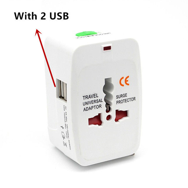 2 USB Charging Universal Travel Adapter All-in-one International World Travel AC Power Converter ...