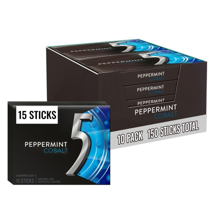 5GUM Peppermint Chewing Gum – Pack of 10 (Full Box) | 15 Sticks Each ...