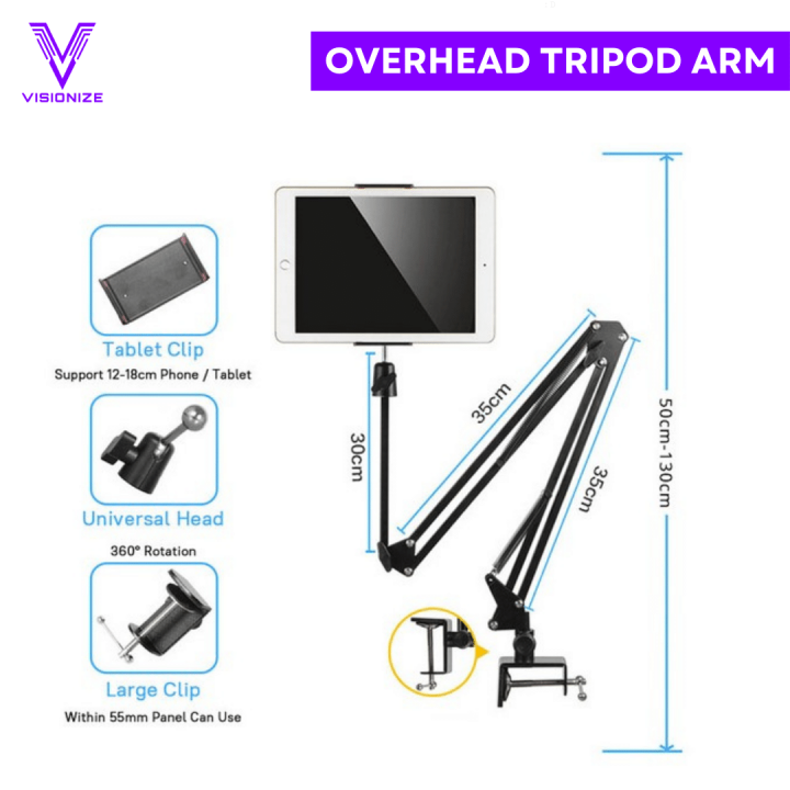 Overhead Microphone Arm Stand With Mobile Holder, Mic Scissor Arm ...