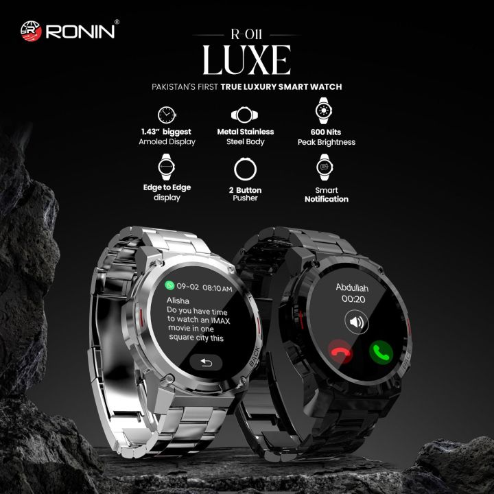 Ronin R-011 Luxe Smart Watch Metal Dial 1.43” Amoled Display - New Look ...