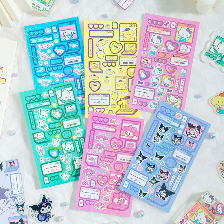 New Sanrio Cinnamoroll Melody Cute Hand Account Stickers Diy Goo Card ...