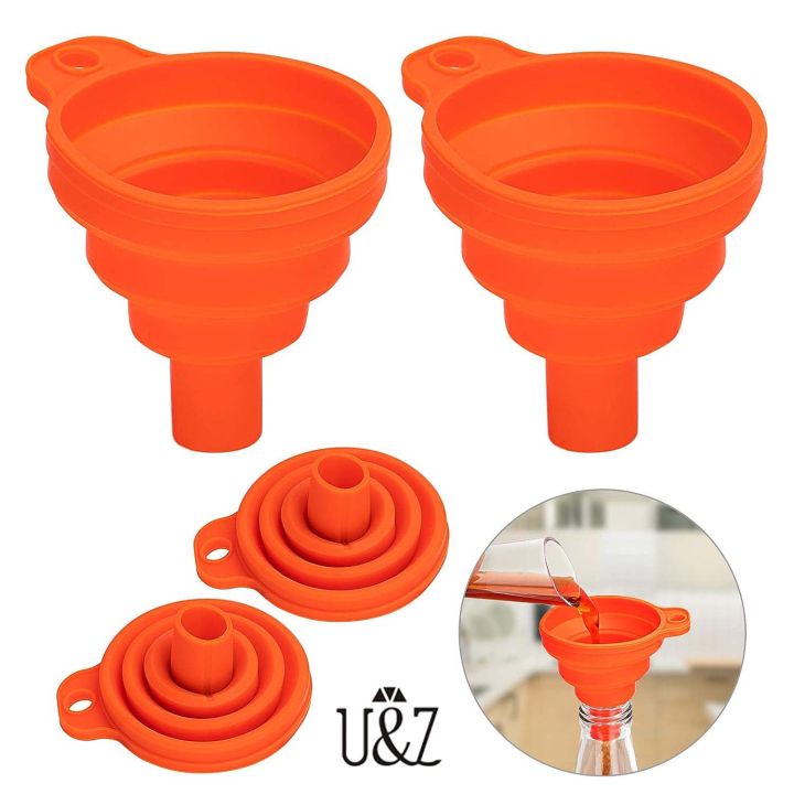 U&Z Kitchen Silicone Collapsible Funnel Set of 1,2,5,10 Large,Flexible ...