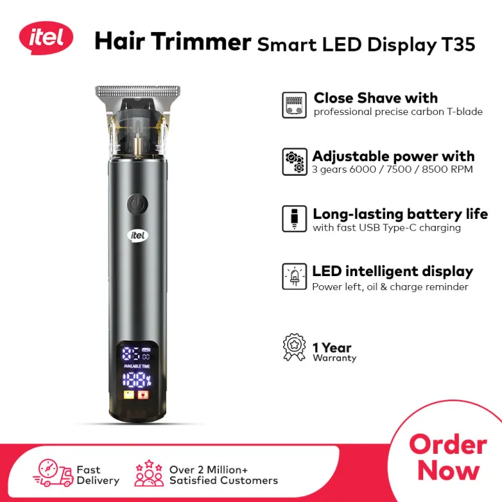 itel Trimmer ITR-35 | Self-Sharpening Steel Blades | 150-Min Cordless ...
