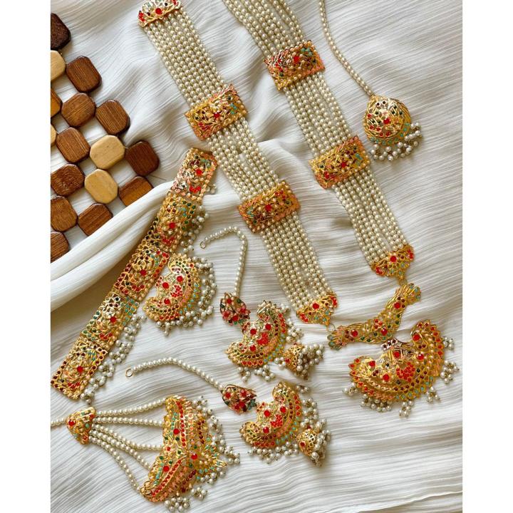 Elegant Indian rani haar style bridal jewelry set | Daraz.pk
