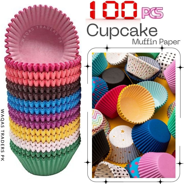100 Pcs Cupcake Muffin Paper Liner Baking Cups - Multicolor | Daraz.pk