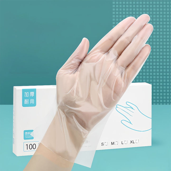 50/100pcs TPE Disposable Gloves Transparent Non-slip Cleaning Gloves ...