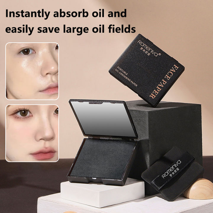 100pcs Oil Blotting Sheets With Makeup Puff Mirror Face Wipes Oil ...