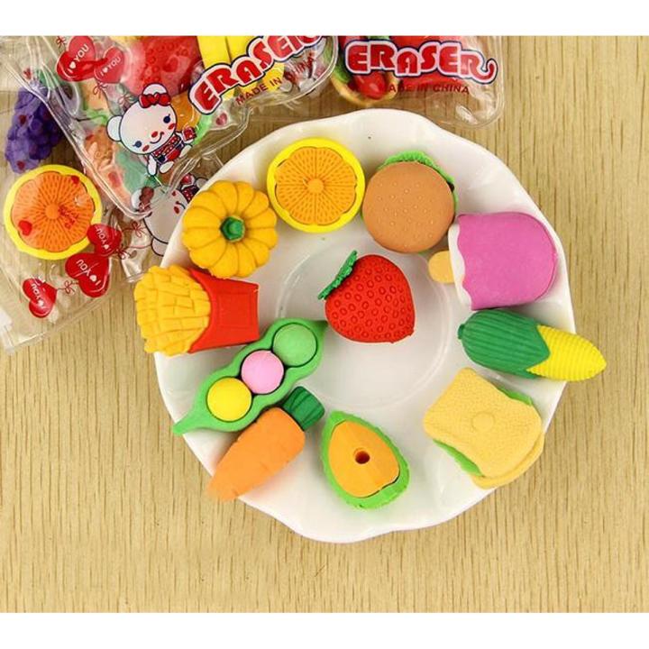 4 Pcs Pack Novelty Fruit & Vegetable Shape Cute Eraser for kids ...