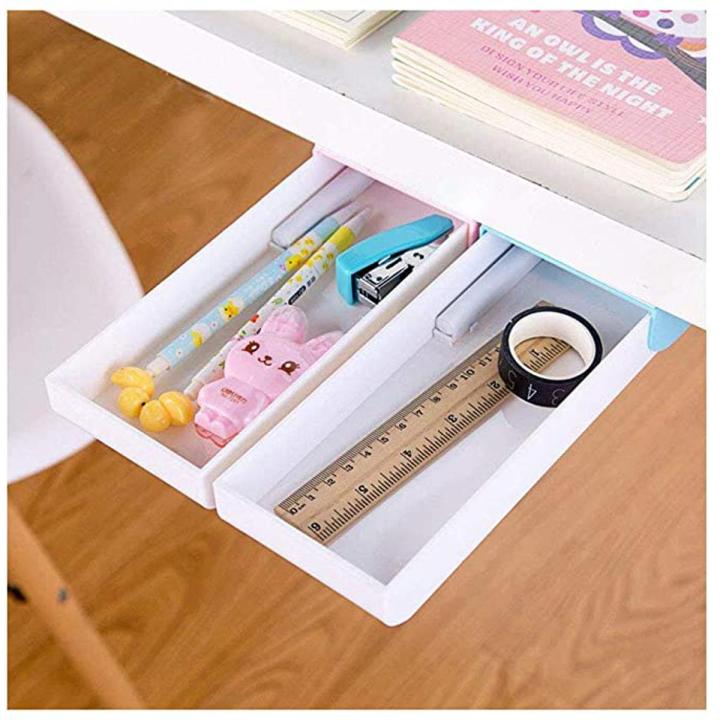 Under Table Secret Drawer Storage Box Hidden Self-Adhesive Pencil Tray ...