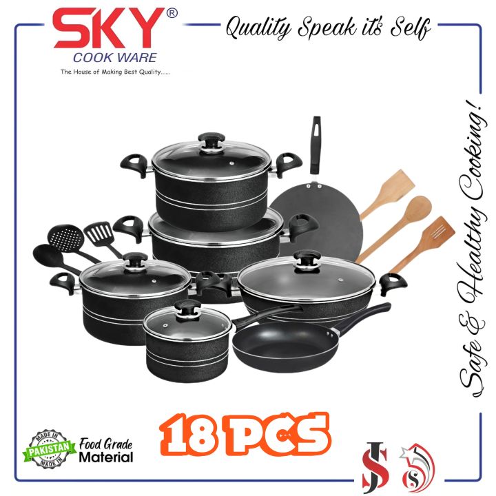 SKY-X Nonstick GL 18pcs Heavy Weight Teflon Coating Best Quality Grey ...