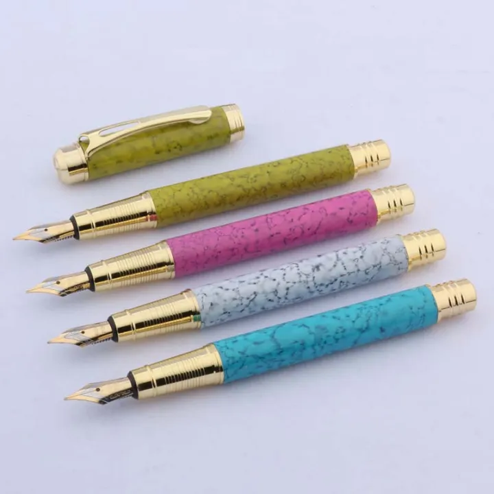 high quality marble calligraphy FOUNTAIN PEN matte Blue color ink pen ...