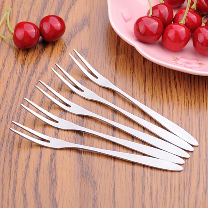 1 2 5Piece Stainless Steel Fruit Fork Two Prong Cake Salad Forks Restaurant Dessert Fork Cutlery for Wedding Party Daraz.pk