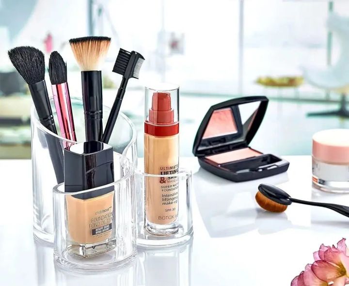 Clear Acrylic Makeup Organizer Tray Cosmetic Display Case Storag Box ...