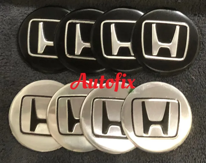 Honda wheel center caps STICKERS Black / Silver 1.75 inches 04 PCS ...