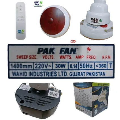 Pak Fan Inverter 30 Watts Ceeling Fan 56 Inches - 360 RPM Copper Motor ...