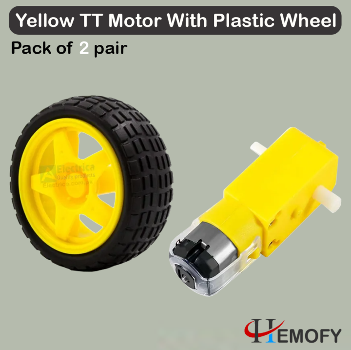 2 pair Yellow TT Motor With Plastic Wheel Dual Shaft Plastic DC Gear ...