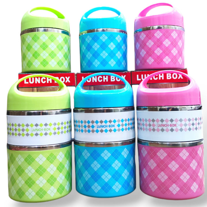 Round Lunch Box 2 layers Airtight Single lunch box for School & Offices ...