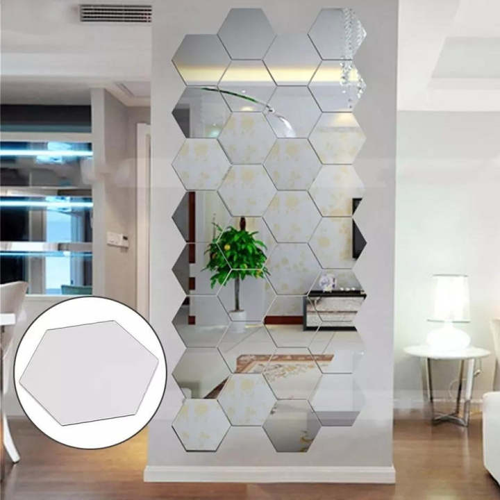Imported Acrylic Hexagon wall decor Mirrors 3D wall mirrors 4x4 inches ...