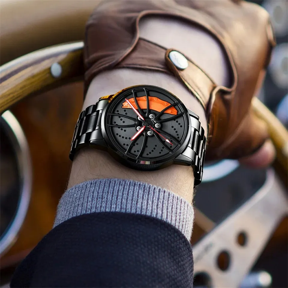 Wheel Watch Rotation Wheel Sports Car Rim Luxury Men's Watch Spinning ...