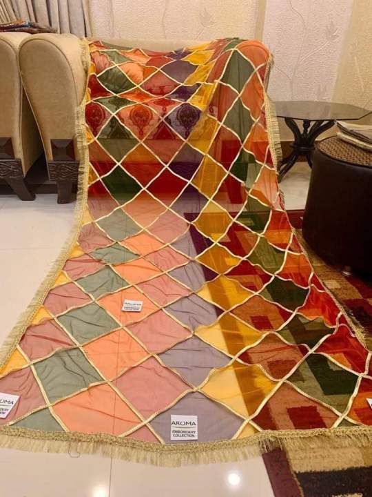 Libaas Hub Multi Color Net Malai Gotta Design Dupatta For Girls ...