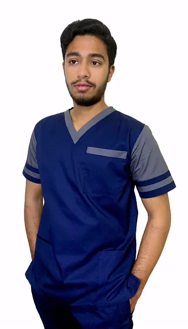 doctors OT Uniform scrub suits OT kit strapped arm contrast navy grey ...