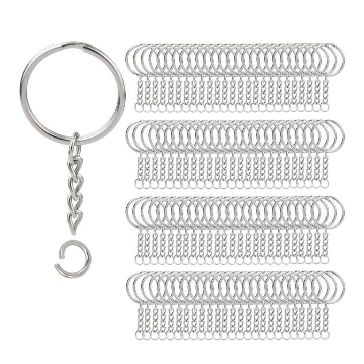200Pcs Split Key Chain Rings with Chain Silver Key Ring and Open Jump ...