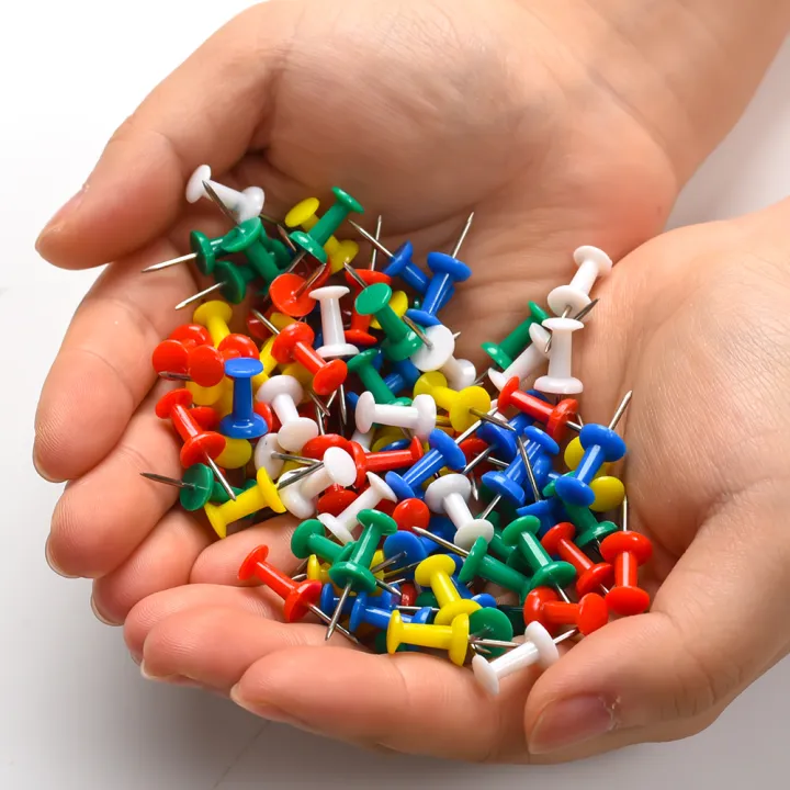 100PCS Colored Thumb Tacks Push Pins Multicolor Map Pins for Cork ...