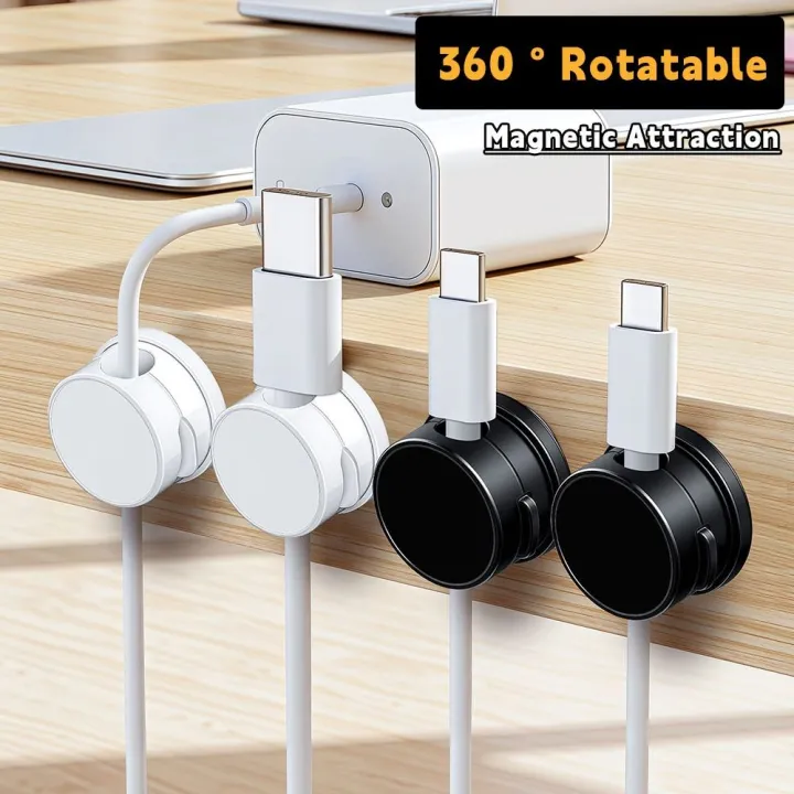 1/6PCS New 360 Degree Rotation Magnetic Cable Clips Self Adhesive ...