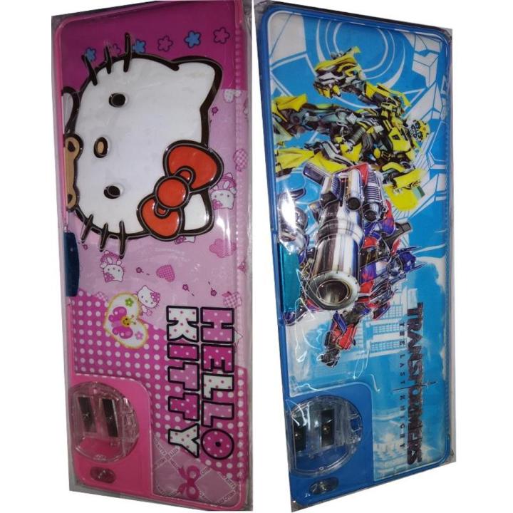 3D Hello Kitty & Transformer Big Pencil Box Leather Milk Double Side ...
