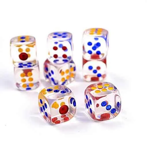 Pair of Acrylic Ludo Dice / Dot Multicolor - Large Inch by Inch size ...