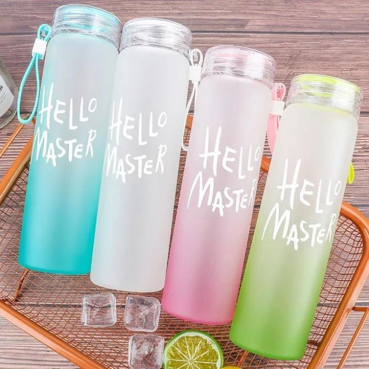 Hello Master Glass Water Bottle – 400ml Gradient Frosted Bottle with ...