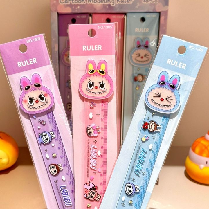 New Transparent 15cm Labubu Ruler Plastic Kawaii Anime Cartoon Rulers ...