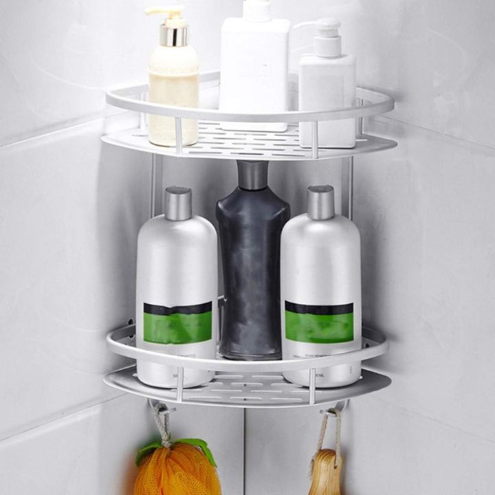 2 Tiers Corner Shower Caddy, Stainless Steel Adhesive Bathroom Shelf ...