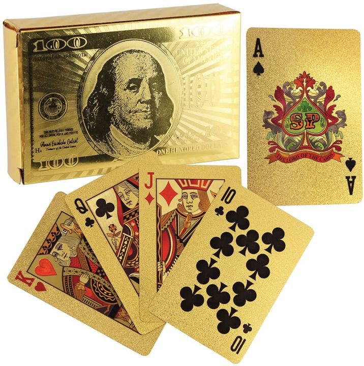 New Colorful Gold Pokar Currency Pattern Golden Plying Cards Waterproof ...