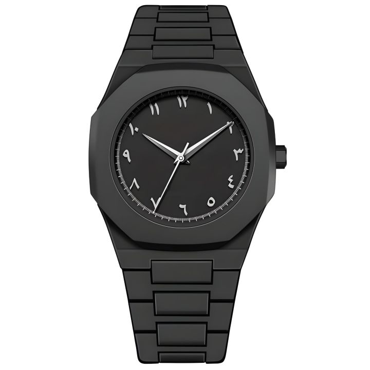 Matte Black Watch with Arabic Numerals – Stylish and Water-Resistant ...