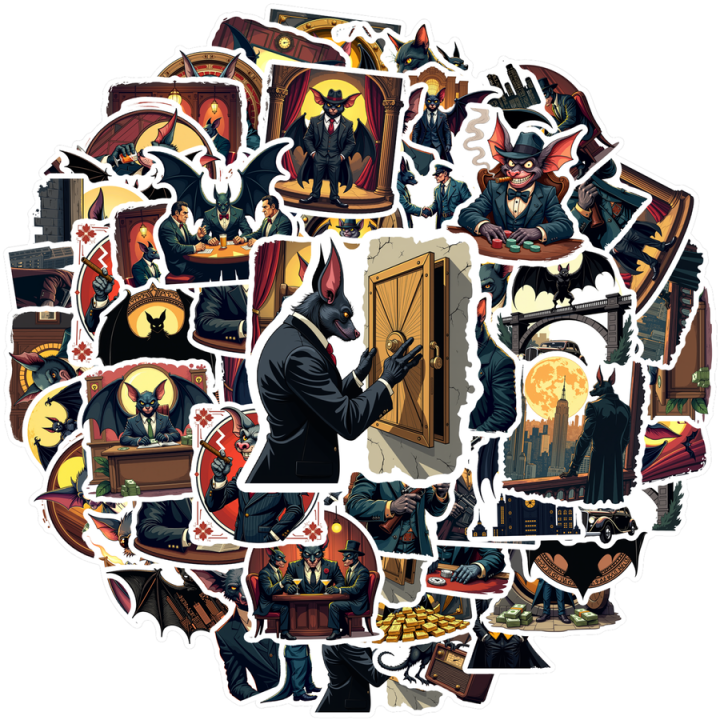 Bat Decals comic Crime Series adhesive label noir dark Mafia Stickers ...