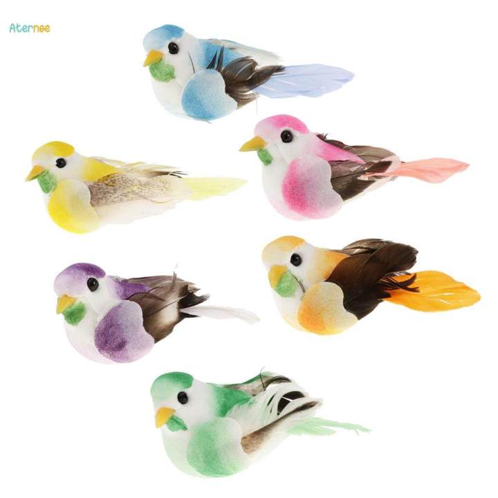6Pcs Artificial Feather Fake Birds Realistic Garden Flower Craft Foam ...