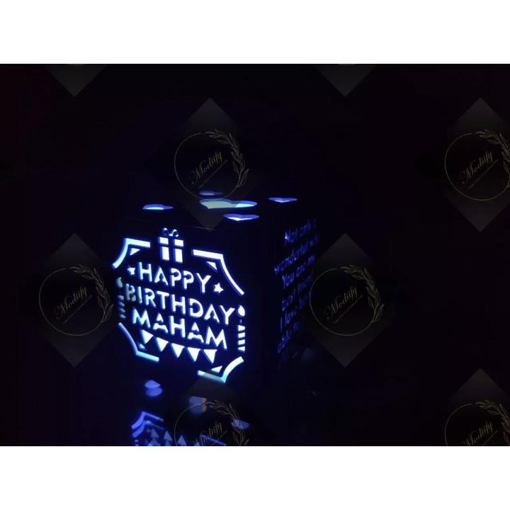 Customized Message Wooden LED Light Box | Daraz.pk