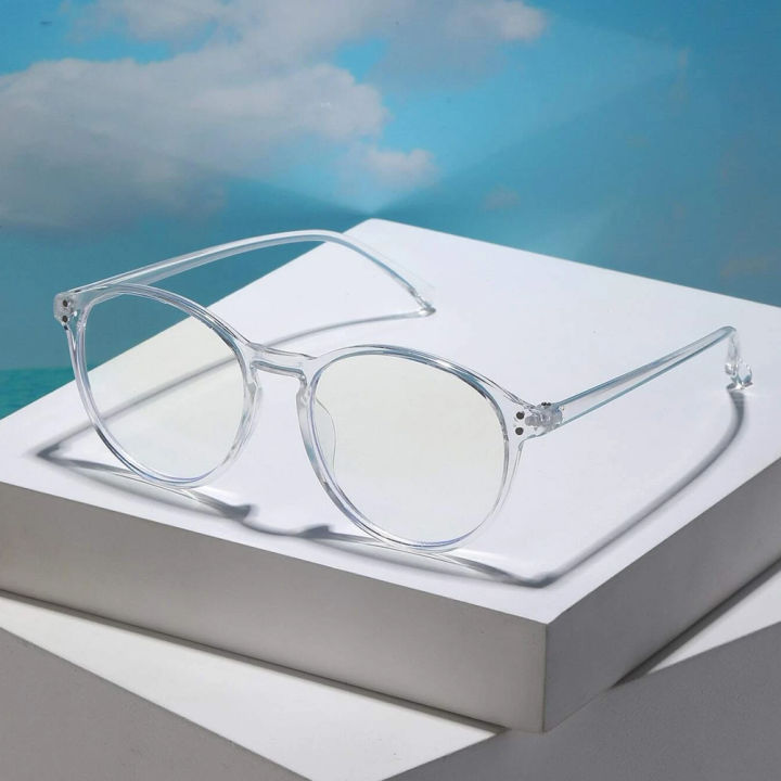 White Transparent Round Shape Glasses For Men And Women | Daraz.pk