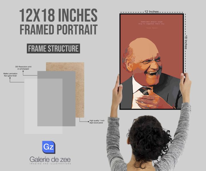 Anwar Masood illustration artwork portrait with quotation | Daraz.pk