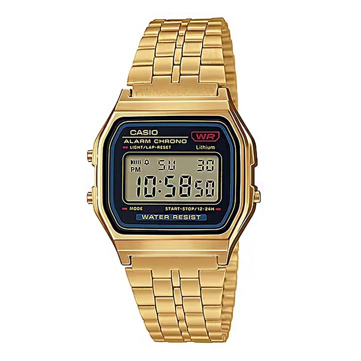 Casio General Vintage Youth Stainless Steel Gold Tone Digital Rectangle ...