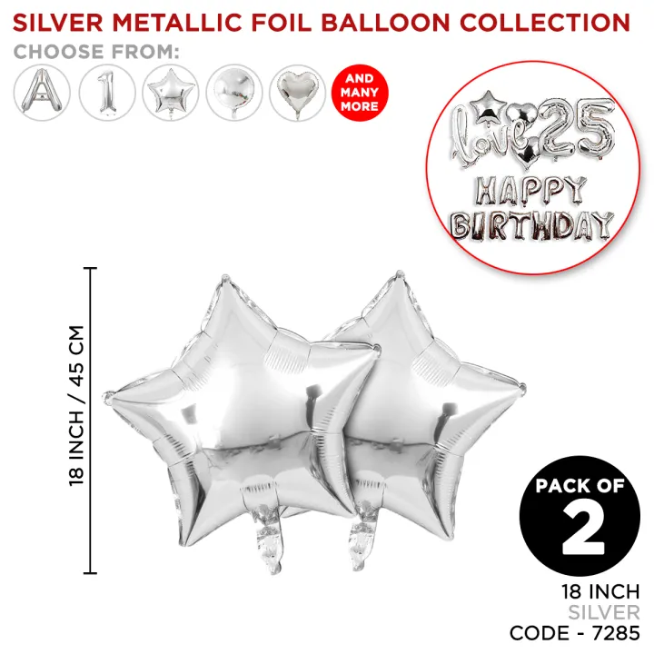 Silver Metallic Foil Balloon Collections Customize Alphabet, Numbers ...