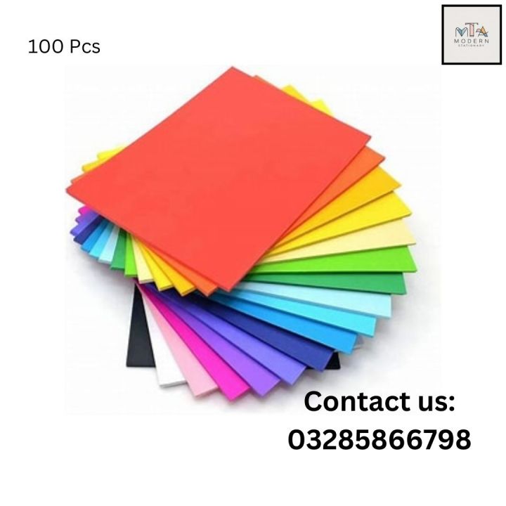 Multi color A4 sheets - 100 Pcs - For students and kids | Daraz.pk