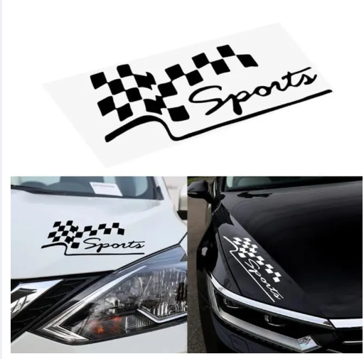 1Pc Car Bonnet Sticker Racing Sports Flag Sticker Vinyl Car-Styling ...