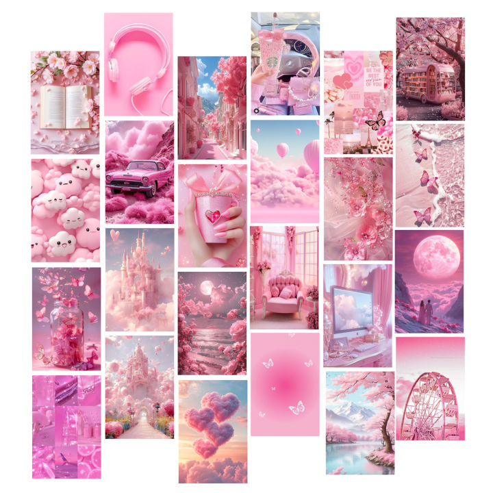 Customized Pink Aesthetic Theme Cards Pack Of 50, 4x6 Inches | Cute ...