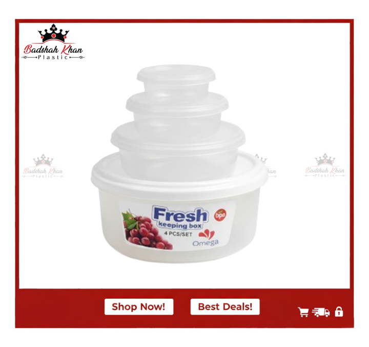 Omega Fresh Keeping Box Set – 4 PCS/SET Round, Nesting Food Storage ...
