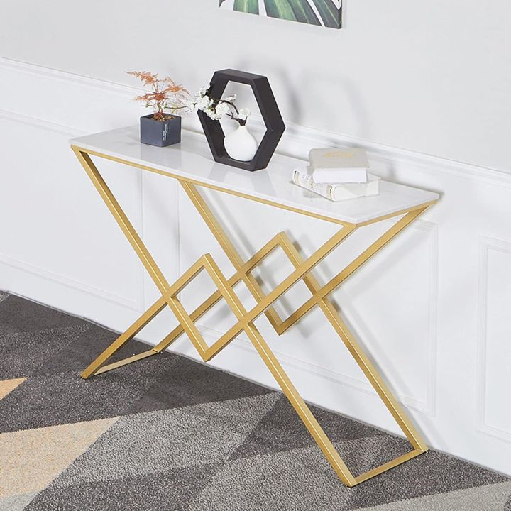 Console Table Console Table Marble Effect MDF Sheet top Console Table ...