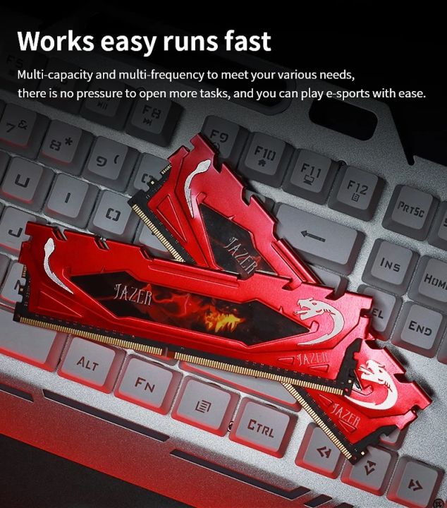 JAZER DDR4 Ram 8GB 2666MHz PC4 Desktop Gaming Memory Support ...